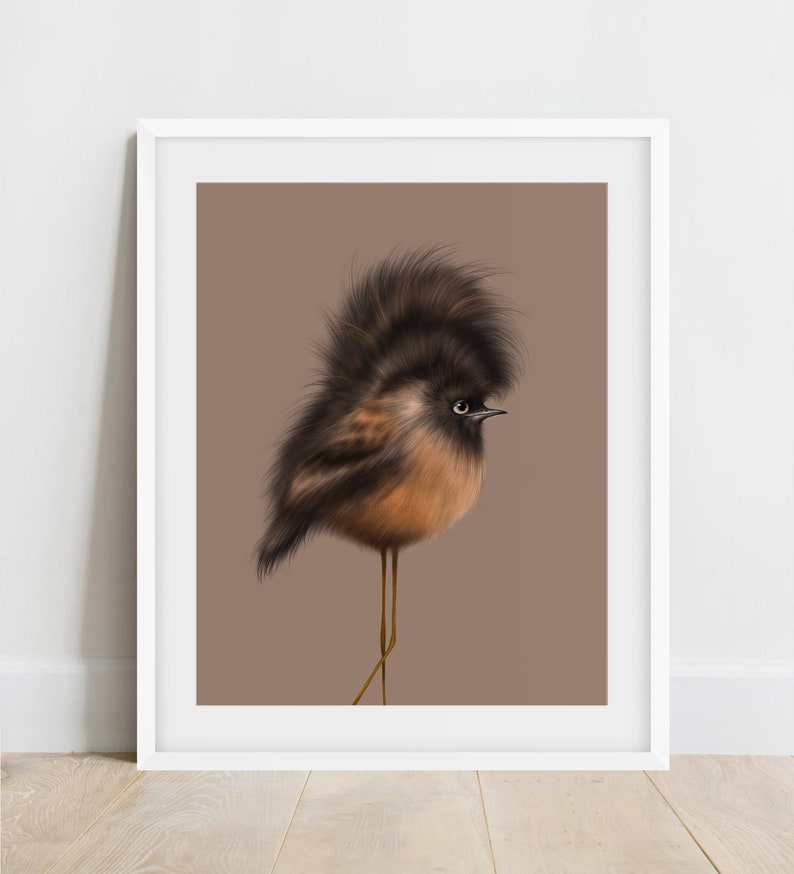 Modern Bird Illustration Dill Bird Art Print Brown Bird - Etsy