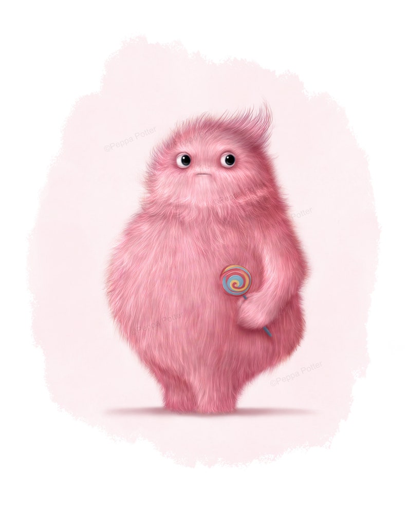 Harold Creature Fine Art Print Candy Creature Cute Pink - Etsy