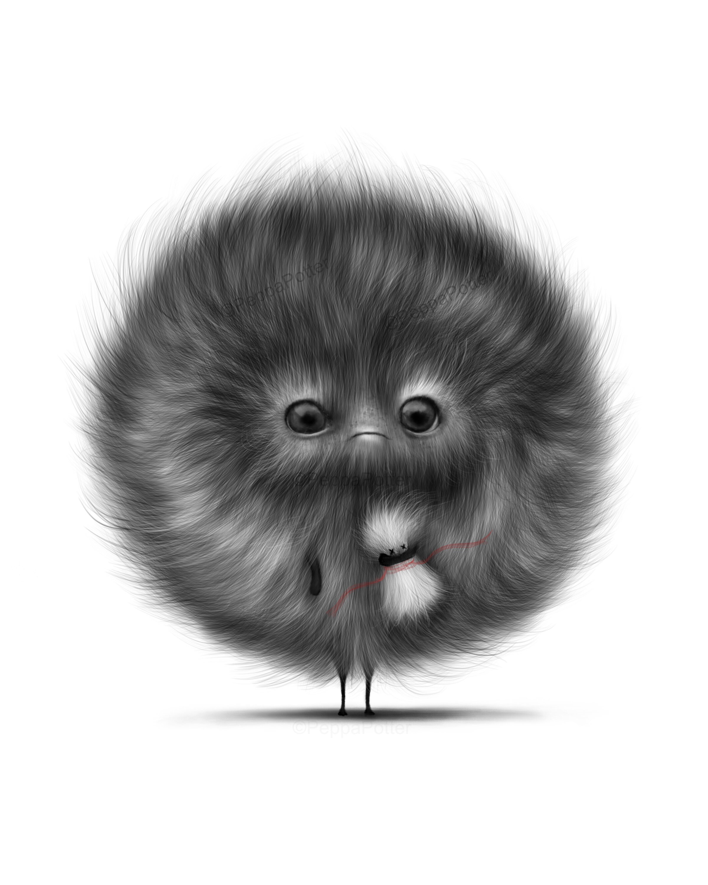 Fluff Ball Creature Art Print Creature Illustration Creature | Etsy