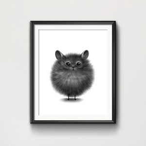 Fluffy Round Rat Art Print | Quirky Modern Art Print | Minimalist Art ...