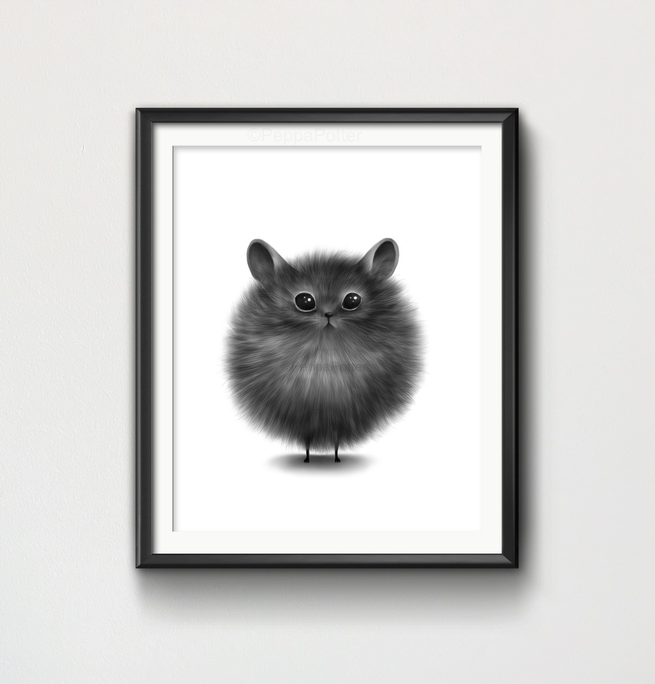 Fluffy Round Rat Art Print Quirky Modern Art Print - Etsy UK