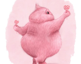 Harold Creature Fine Art Print Candy Creature Cute Pink | Etsy