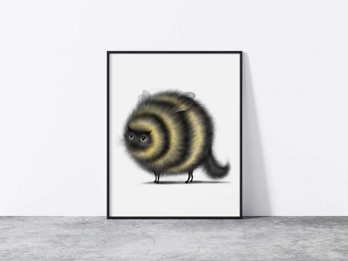 Cat Bee Art Print | Bee Cat Art | Bumblebee | Cat Art | Cat Lover Gift ...