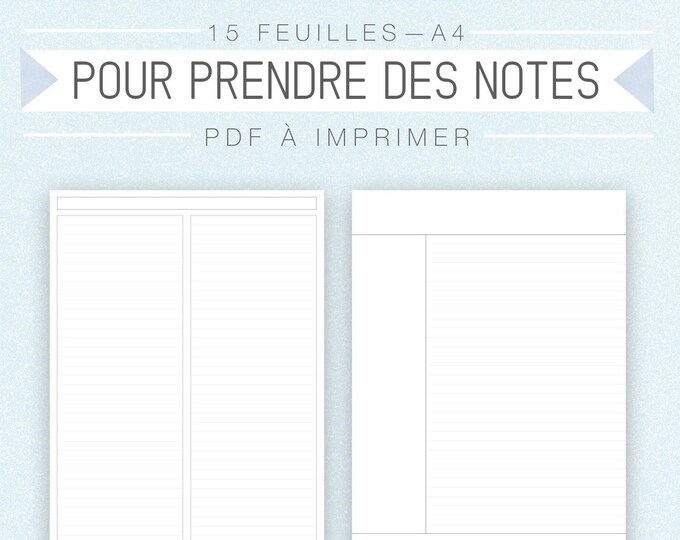 Feuille Prise de Note, Goodontes, Digitale ou à imprimer, Vierge, Ligne ...