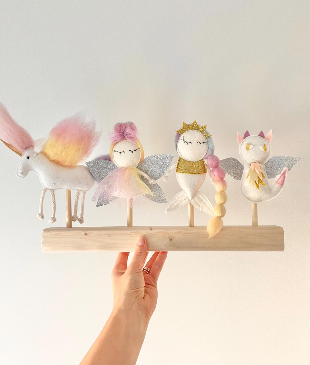 4 Puppet Limited Christmas Set in Rainbow Style Including Fairy Dragon ...