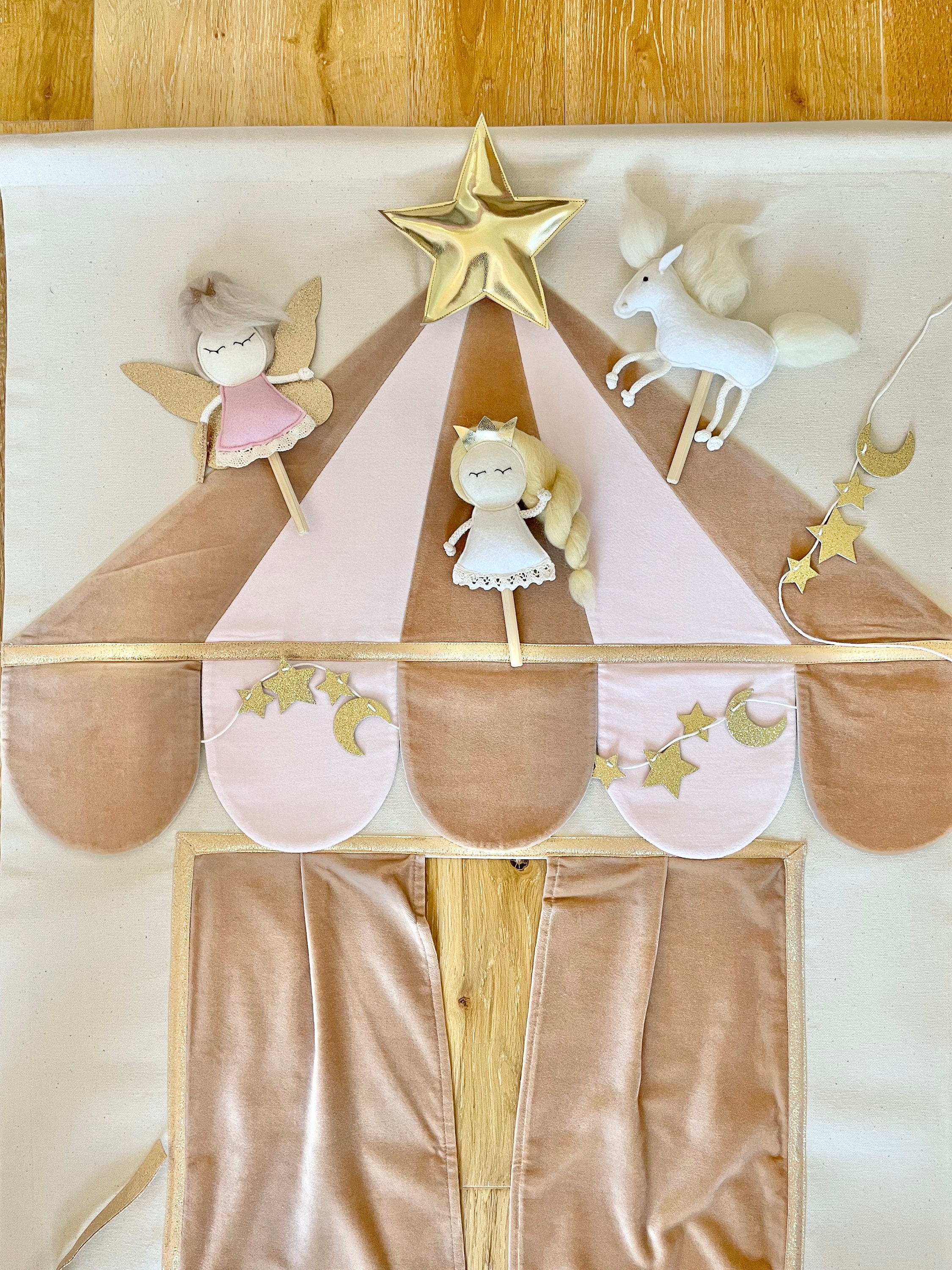 Taupe and Rose Circus Style Puppet Doorway Theatre by MIMIKI - Etsy