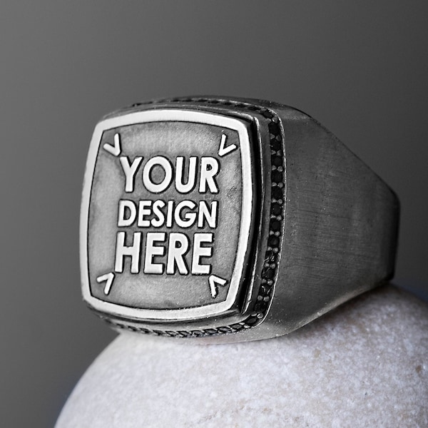 Engraved Custom Men's Gold Signet Ring - Etsy