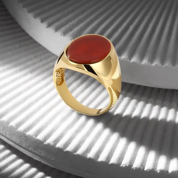 Men Gold and Red Ring - Etsy