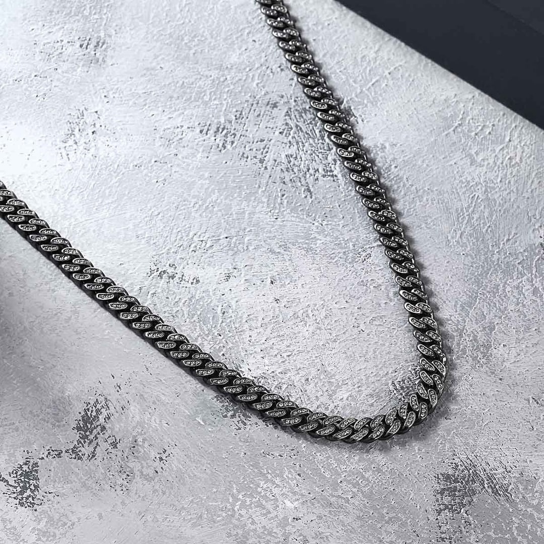Mens Cuban Silver Chain Necklace, Handmade Curb Stylish Gift, 7mm ...