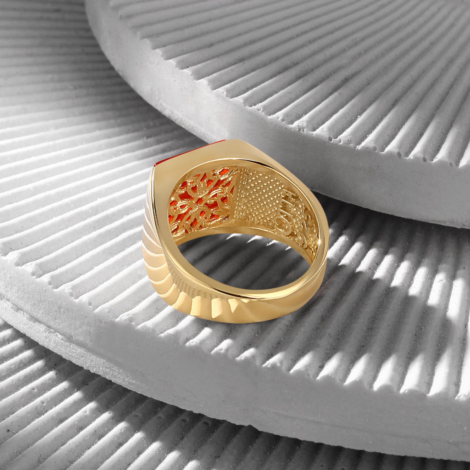 18K Gold Bonded Signet Ring | Custom Gemstone & Engraving | Onyx Zircon ...