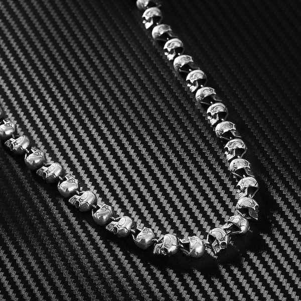 925 Sterling Silver Skull Chain Necklace | Heavy Gothic Biker Pendant ...