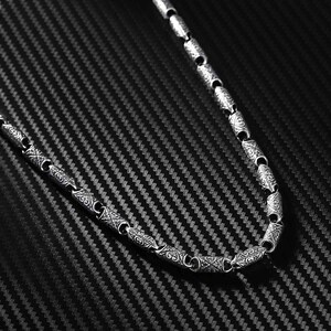 Handmade Sterling Silver Chain Necklace for Men | Heavy Engraved Gothic ...