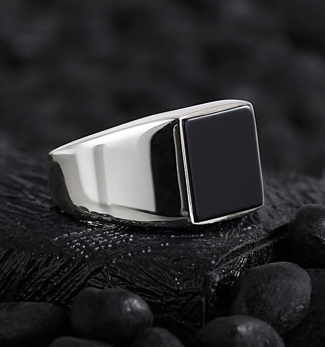 Men's Customizable Signet Ring - Sterling Silver Gemstone Ring ...