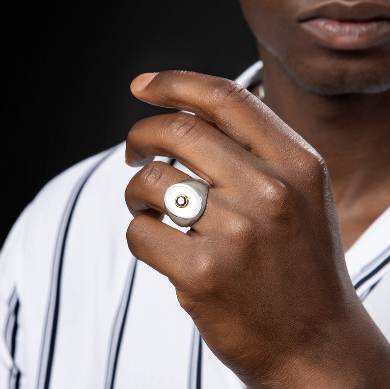 Mens Stylish Silver Minimal Ring, Engraved Men Ring, Handmade Mens ...