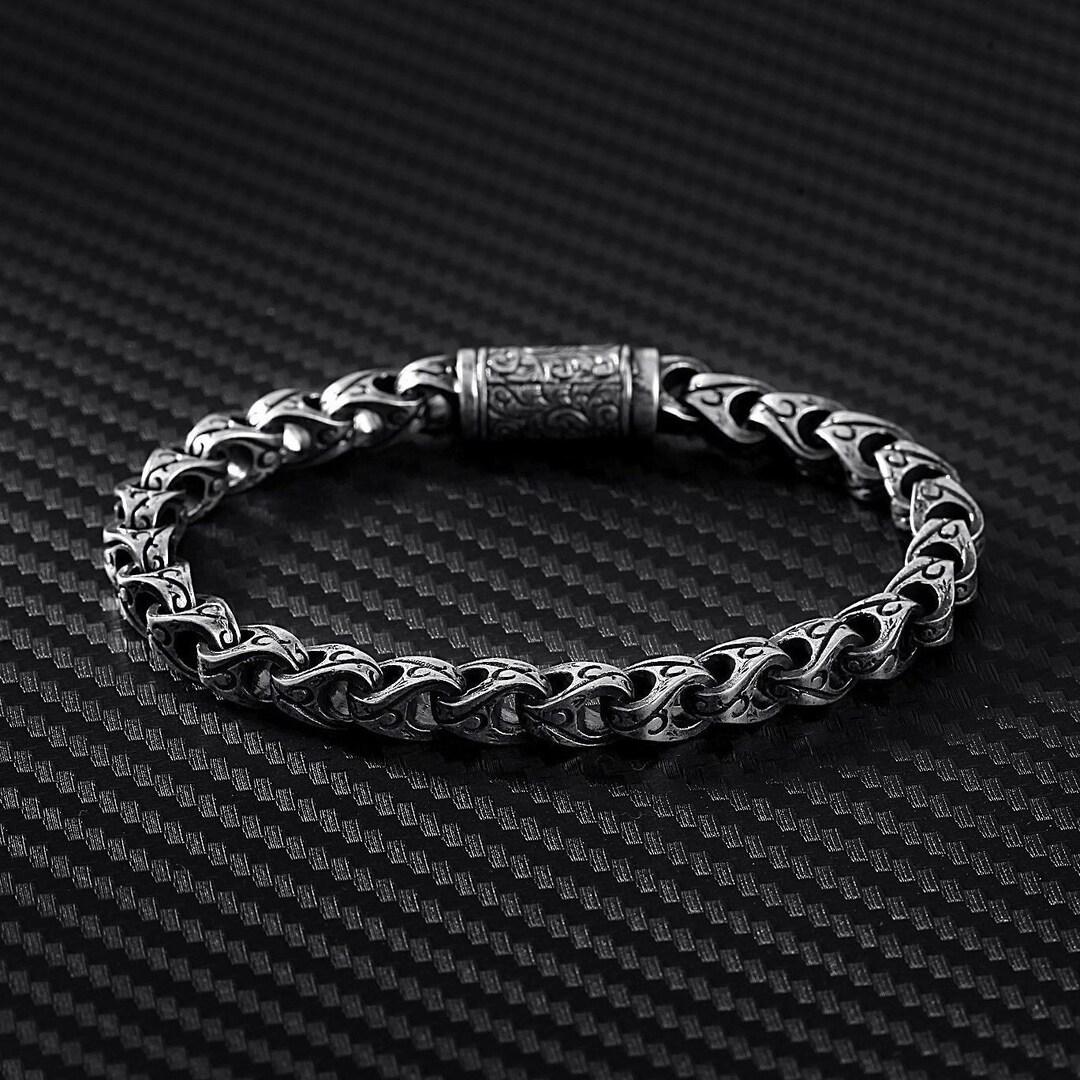 Handmade Silver Chain Bracelet for Men, Sterling Silver Heavy Bracelet ...