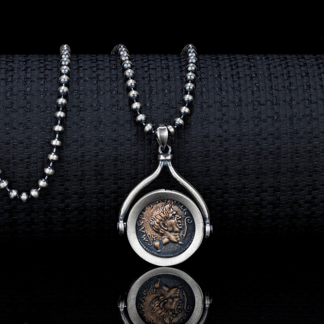 Roman Emperor Julius Caesar Silver Necklace Antique Pendant Medallion ...