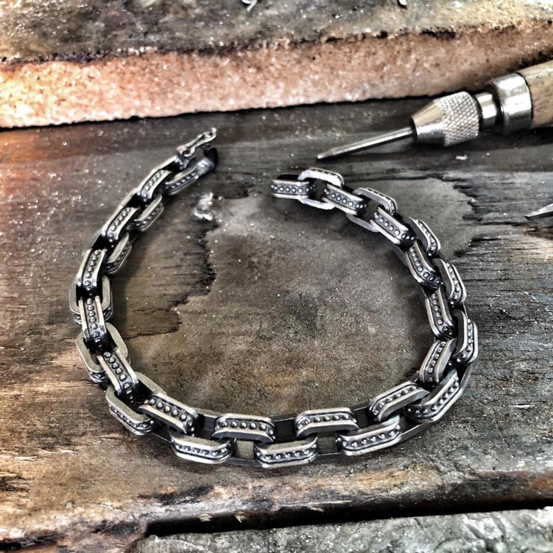 Solid Silver Chain Bracelet for Him 925 Sterling Silver Wide Heavy ...