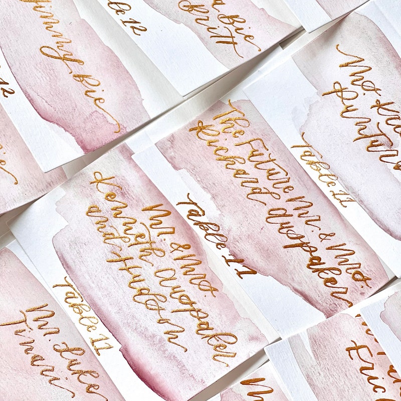 Watercolor Name Card - Etsy