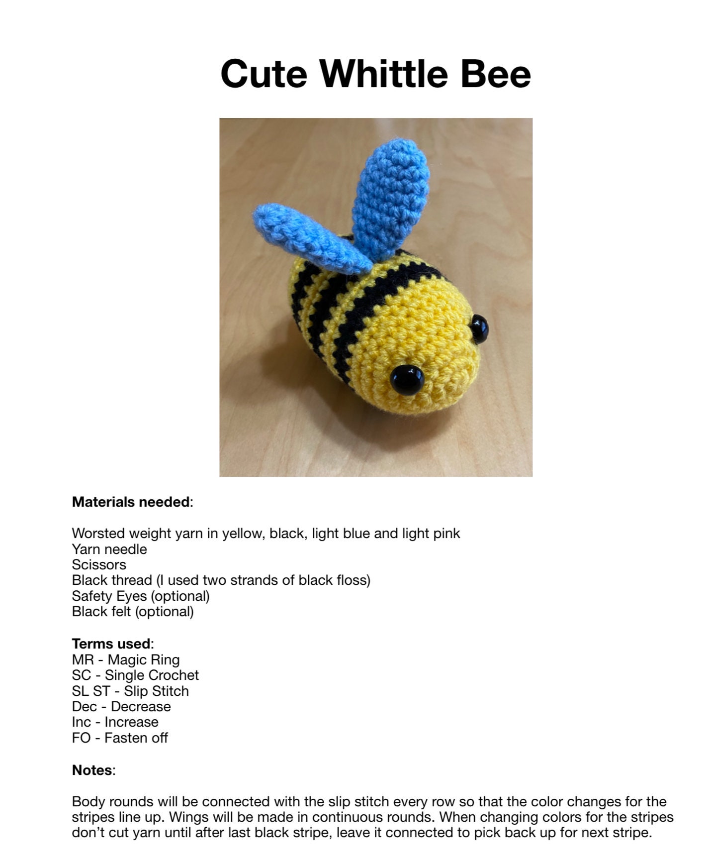 Cute Whittle Bee Pattern - Etsy