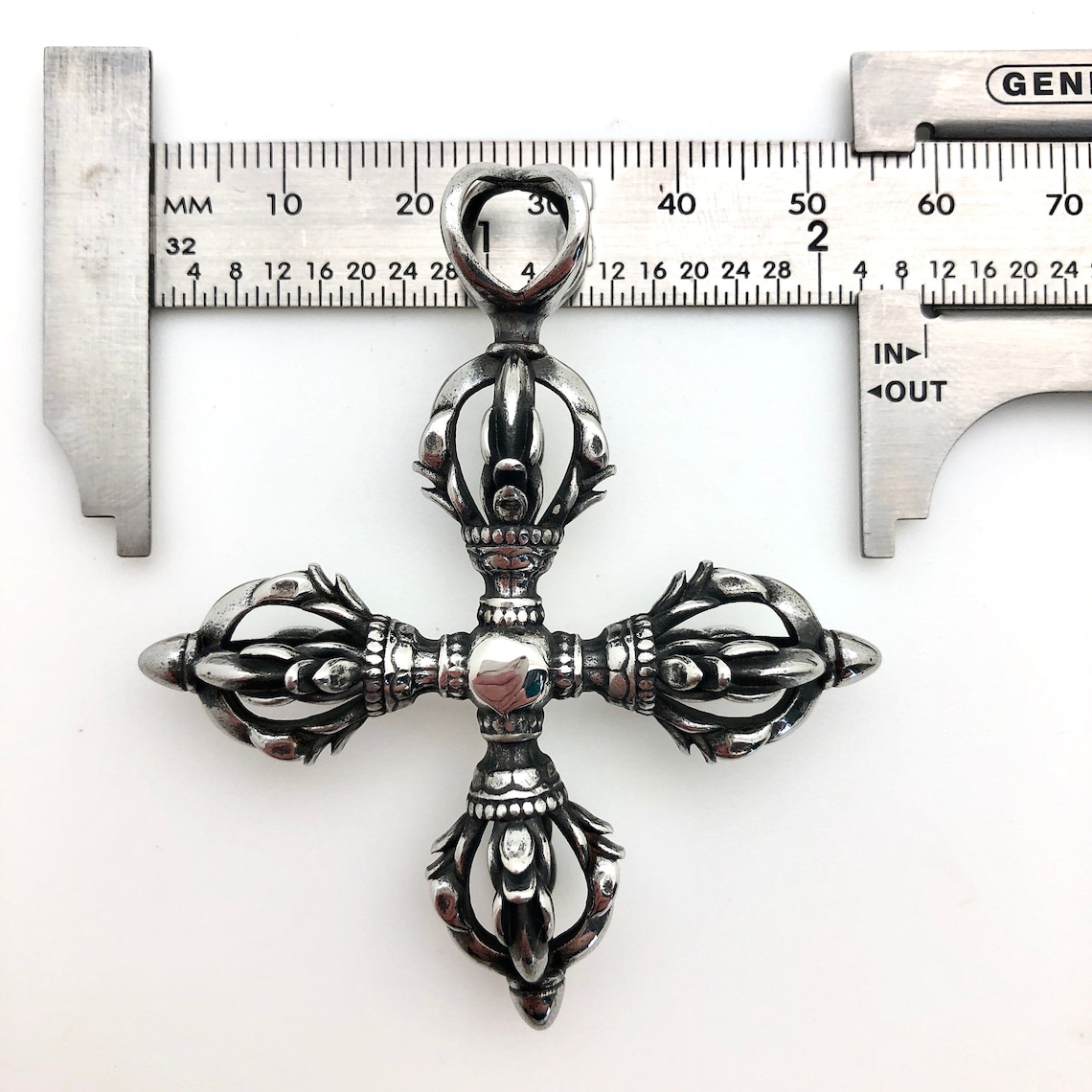 Buddhist Pendant Double Vajra Cross large stainless steel | Etsy