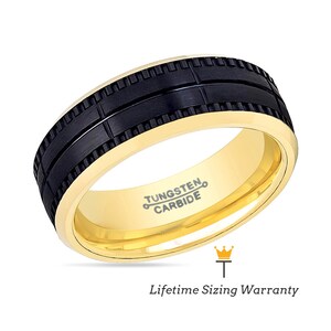 Tungsten Carbide Ring Gold | Black Tungsten Multiple Grooved Wedding ...