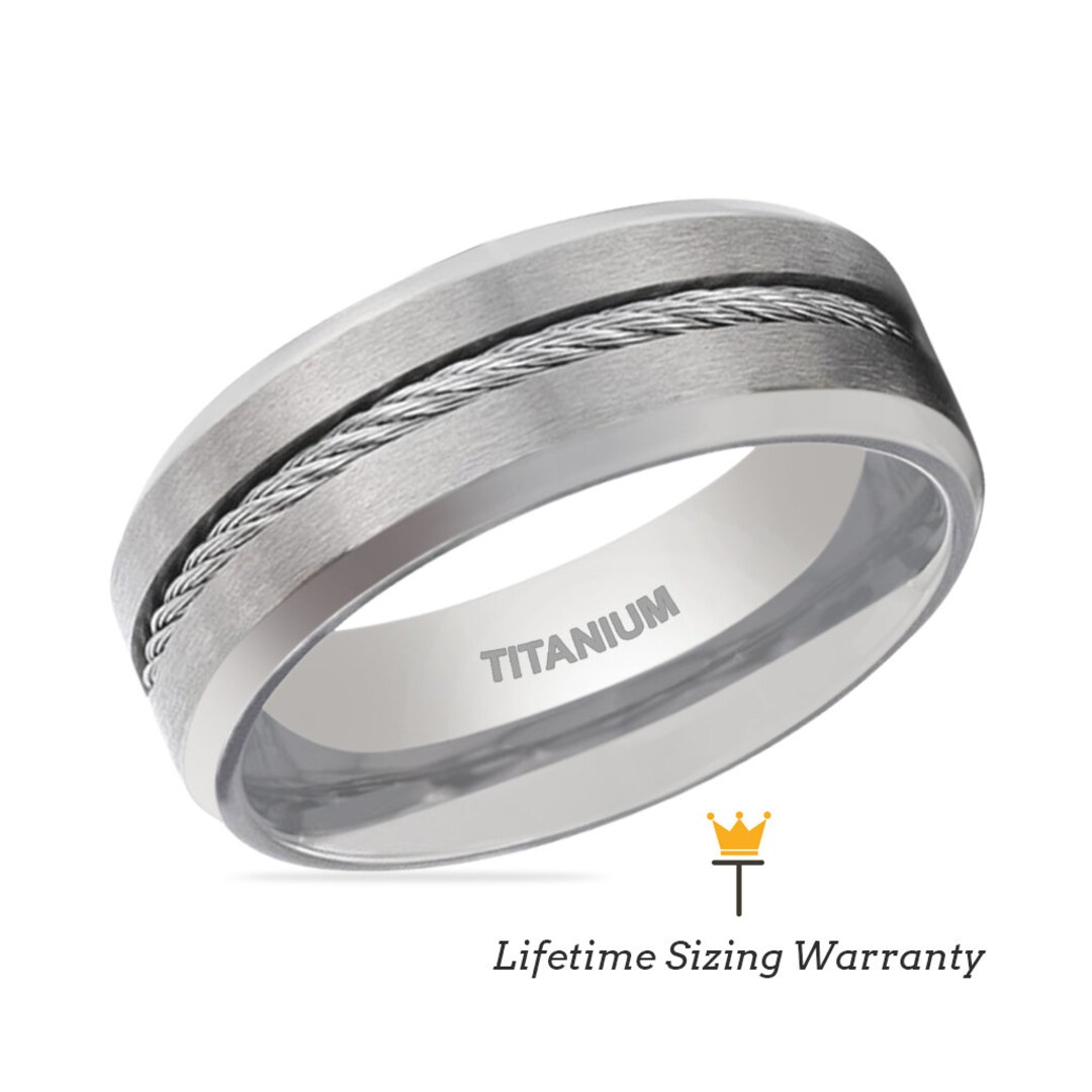 Steel Cable Inlaid Ring, Titanium Ring, Mens Ring, Promise Ring ...