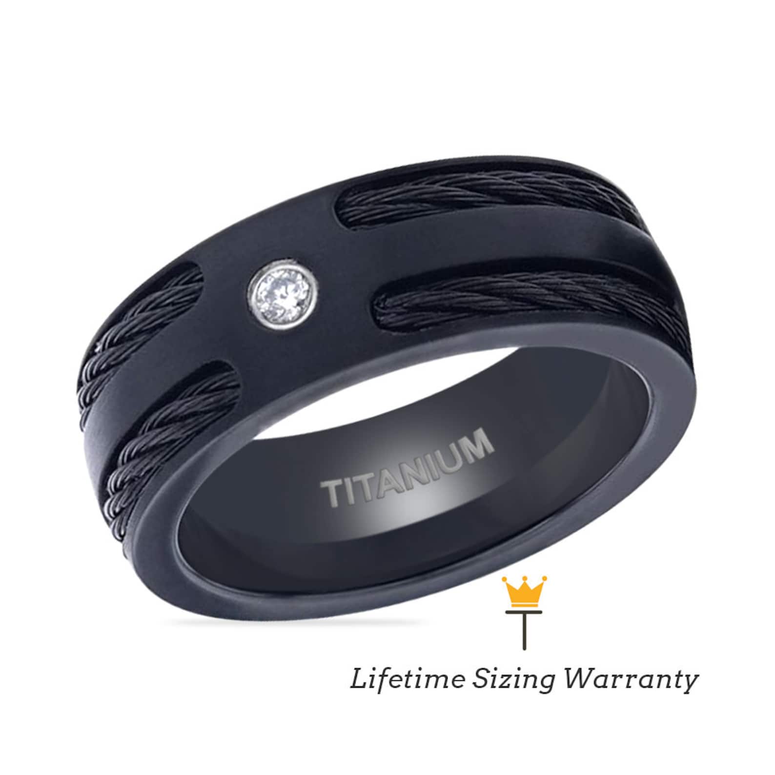 Matte Black Titanium Ring Double Black Rope Ring Wedding - Etsy