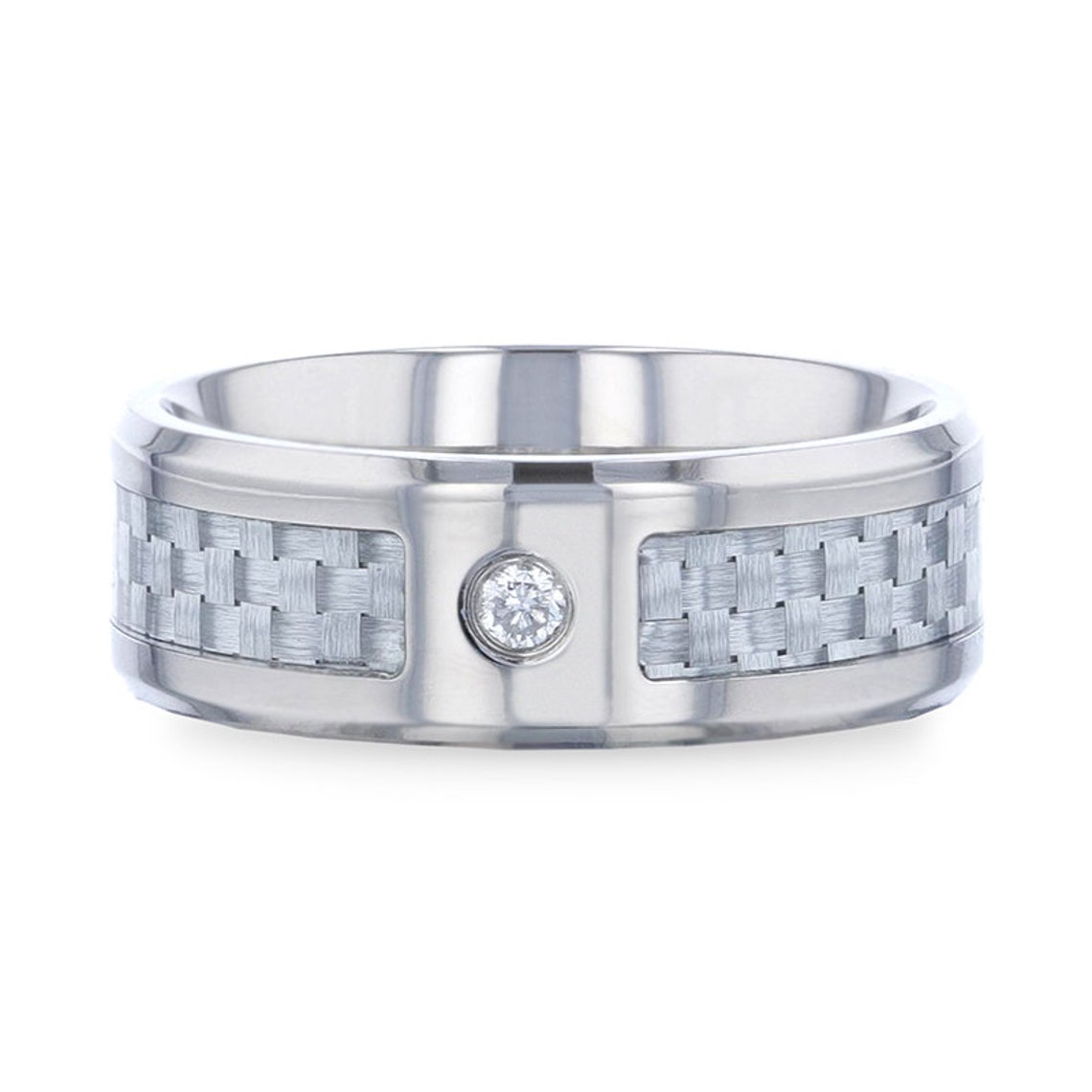 Diamond Ring | Light Gray Ring | Titanium Men's Ring | Carbon Fiber ...