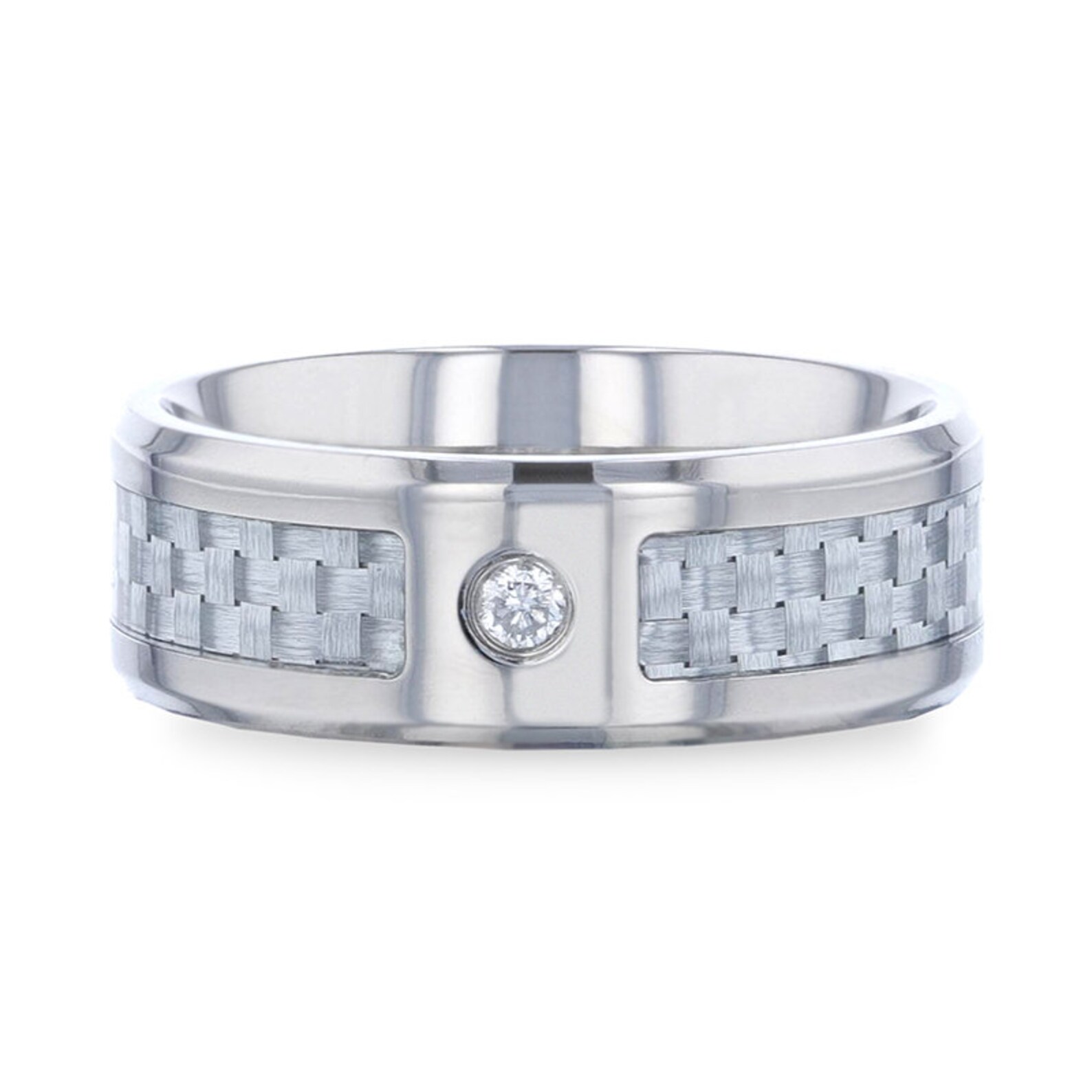 Diamond Ring | Light Gray Ring | Titanium Men's Ring | Carbon Fiber ...