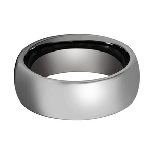 Gunmetal Tungsten Ring Shiny Gray Band, Domed Ring, Classic Ring ...