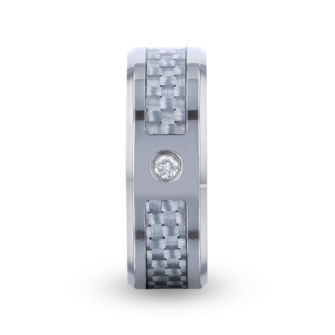 Diamond Ring | Light Gray Ring | Titanium Men's Ring | Carbon Fiber ...
