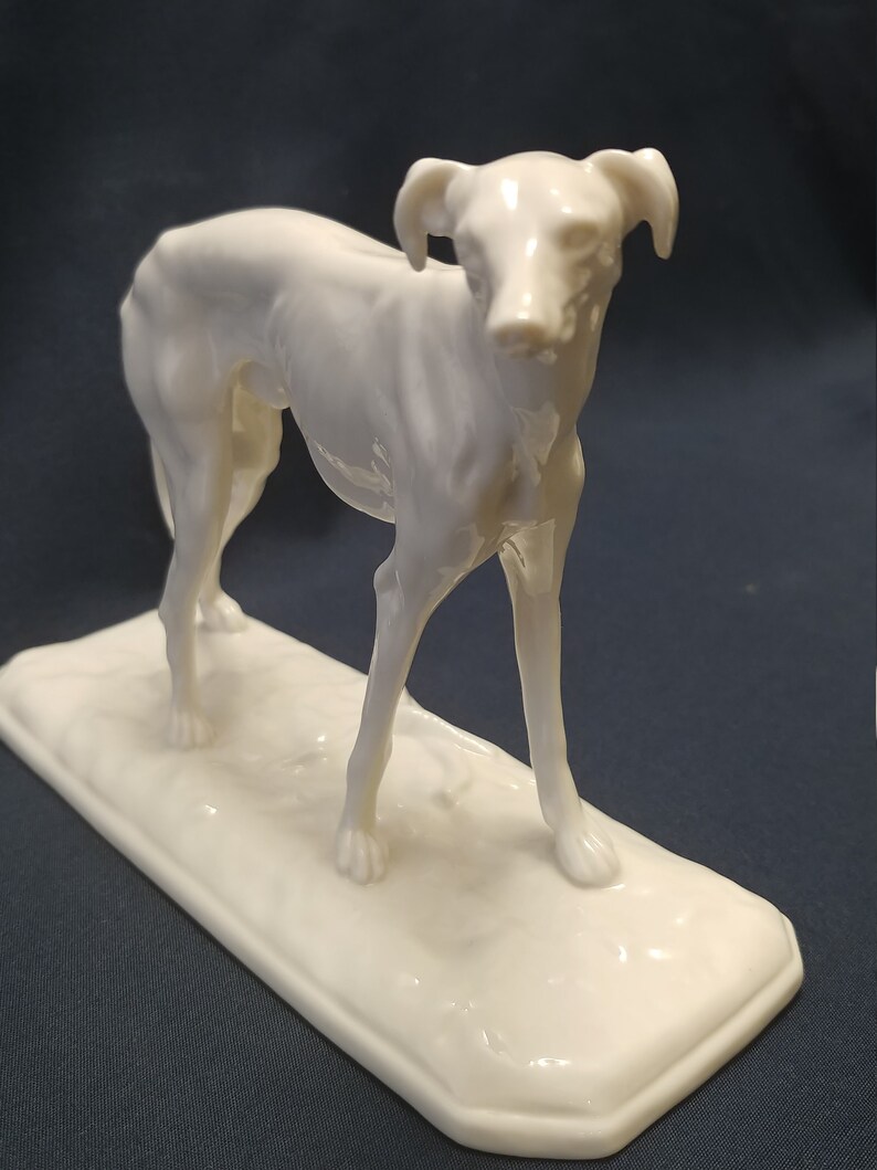Porcelain Greyhound Sculpture by Nymphenburg. | Etsy