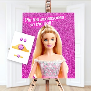 Barbi Birthday Game, Pin on the Doll Game Party Favors, Barbi Party ...