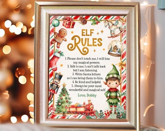 Editable Elf Rules to Follow Santa Elf Arrival Rules Sign Elf No ...
