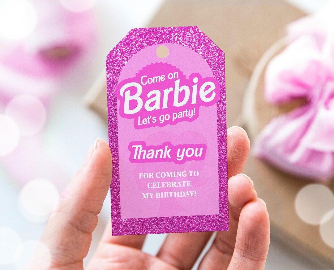 Editable Pink Doll Party Thank You Favor Tag, Barbe Birthday Party ...