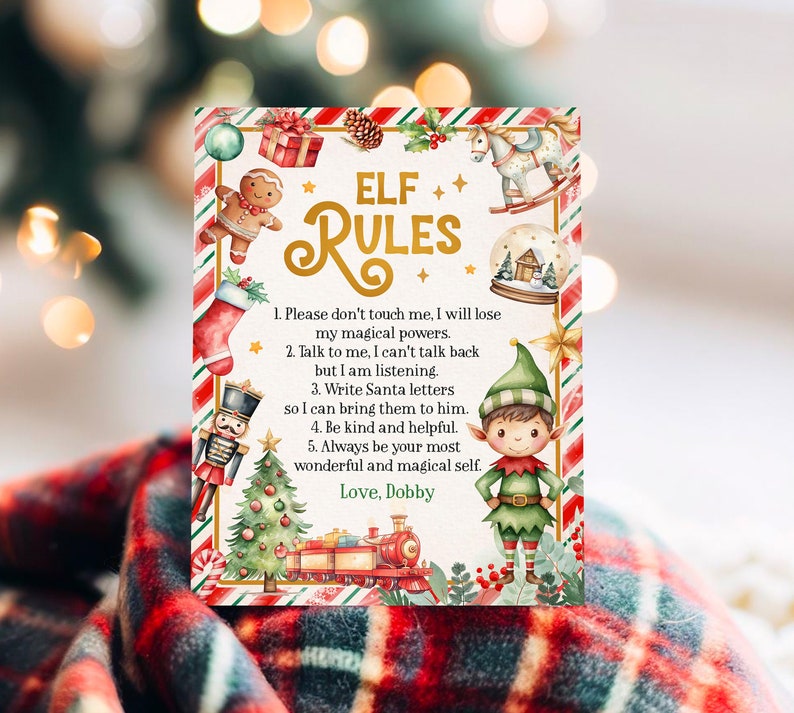 Editable Elf Rules to Follow Elf Arrival Rules Elf No Touching Elf Sign ...