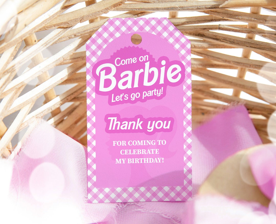 Editable Barbi Party Thank You Favor Tag, Pink Doll Birthday Party ...