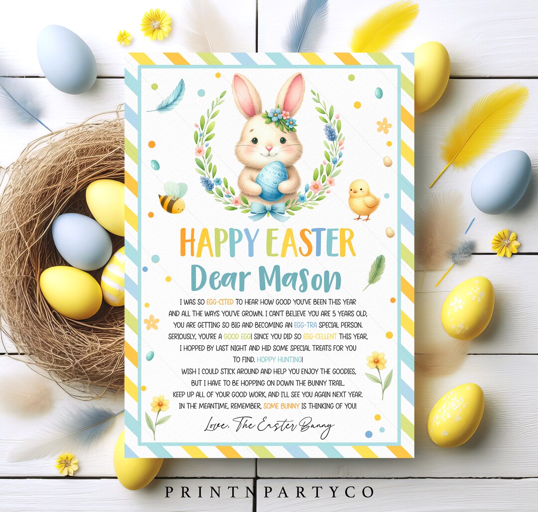 Editable Easter Bunny Letter to Kids, Bunny Mail, Custom Bunny Message ...