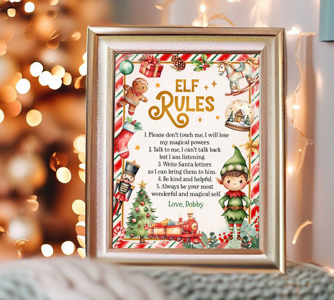 Editable Elf Rules to Follow Elf Arrival Rules Elf No Touching Elf Sign ...