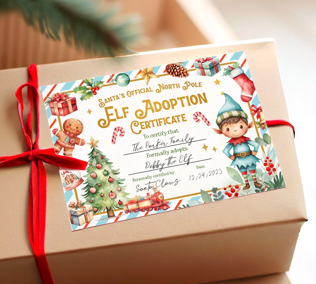Editable Elf Adoption Certificate, Adopt an Elf Christmas Letter ...