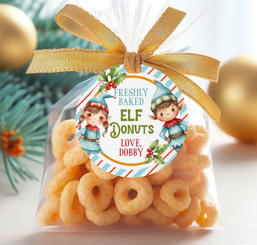 Editable Elf Donuts Gift Tag North Pole Elf Donuts Gift Tag Sticker ...