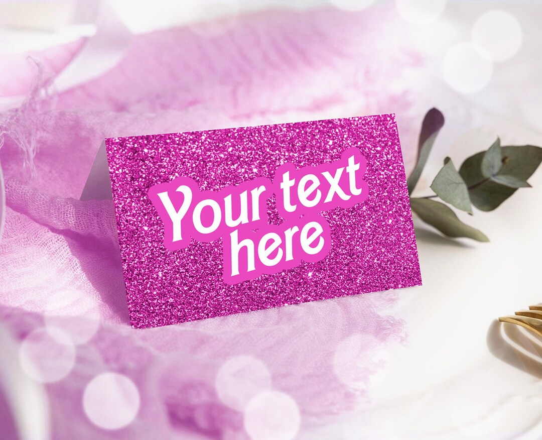 Editable Sparkle Pink Food Label Pink Birthday Place Card - Etsy
