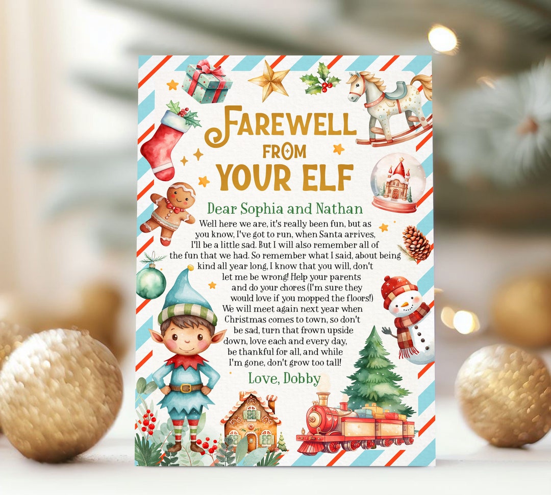 Editable Elf Farewell Letter,elf Goodbye Letter,elf Departure Letter ...