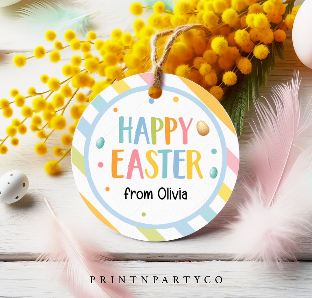 Editable Easter Gift Tag, Happy Easter Basket Tag, Easter Name Tag ...