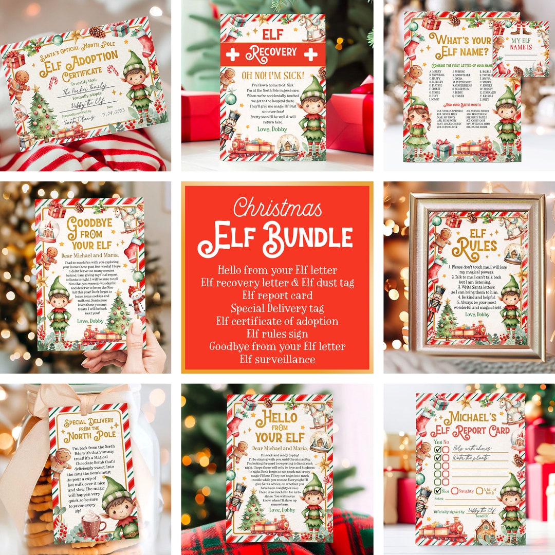 Editable Elf Activity Kit Bundle,elf Letters,elf Signs,elf Gift Tags ...