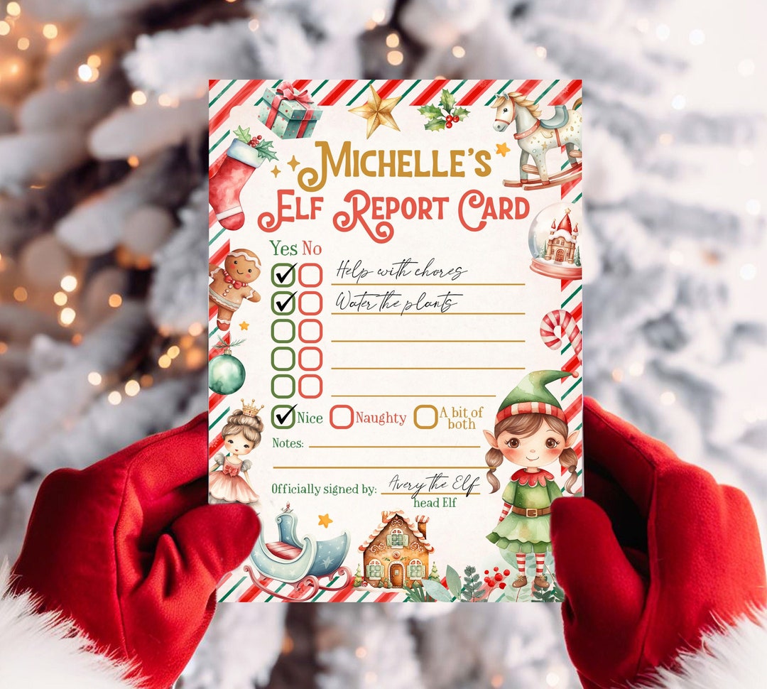 Editable Elf Nice Report Letter Elf Report Card Christmas Elf - Etsy