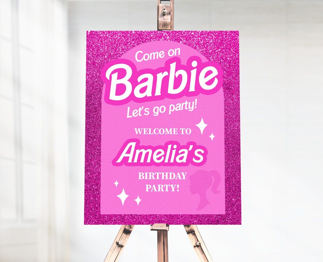 Editable Barbi Party Welcome Sign Pink Doll Birthday Party - Etsy Australia