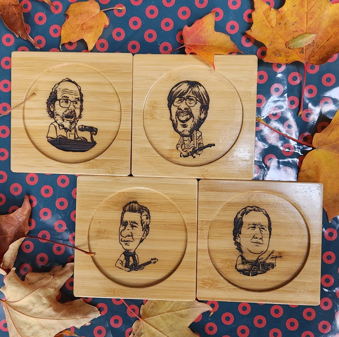 Phish Caricature Bamboo Coasters - Trey Anastasio, Mike Gordon, Page ...