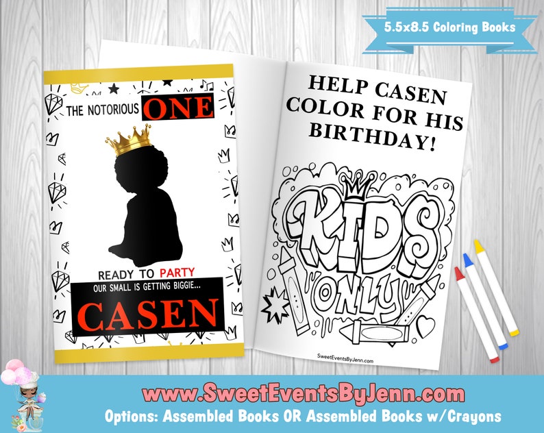 Notorious One Birthday Coloring Book & Crayons: Hip Hop Party Favors - Etsy
