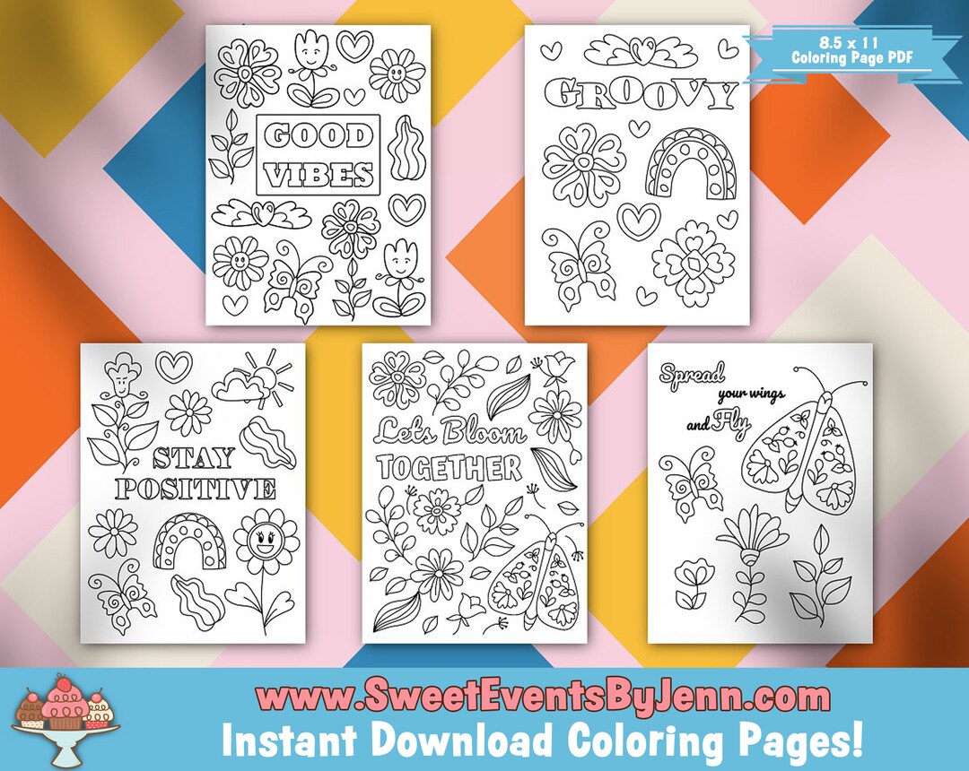 Groovy Coloring Pages - Flower Coloring Pages - Positive Affirmations ...